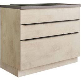 Kochfeldumbauschrank BASIC BY BALCULINA "Sanibel Küchenschrank mit Schubladen, BxHxT 110 x 94 x 60", grau (chromix weiß, anthrazit), B:110cm H:94cm T:60cm, FSC-zertifizierter Holzwerkstoff, Schränke, Breite 110cm, Melaminbeschichtung, 2 geräumige Schubladen
