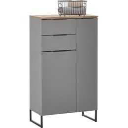 Midischrank BASIC BY BALCULINA "Denver Midischrank, Badezimmerschrank BxHxT 60x106x32", grau (grau matt, grau matt, eiche), B:60cm T:32cm, FSC-zertifizierter Holzwerkstoff, Schränke, Breite 60 cm, Tür L/R montierbar, Softclose