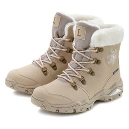 Winterstiefelette Lascana, Damen, Gr. 36, beige, Obermaterial: 100% Synthetik. Futter: 100% Polyester. Decksohle: 100% Polyester. Laufsohle: 100% Synthetik, gemustert, Schuhe, Stiefelette,Stiefel,Winterstiefel wind-& wasserabweisender Tex-Membran