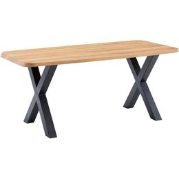 Esstisch MASSIVLINE & MORE "Porto, Vierfußtisch, Küchentisch, Tisch, Esstisch, Holztisch", x, gestell,braun, schwarz, braun, B:180cm H:75cm T:90cm, Tische, Platte massiv, Gestell Metall pulverbeschichtet schwarz