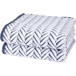 Handtücher Ross "Sensual 9002", blau (nachtblau, weiß), B:50cm, Frottier, Obermaterial: 100% Baumwolle, Handtücher, im Zopfmusterstil