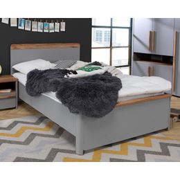Einzelbett FORTE "Surfino", grau (grau, catania eiche), B:125,1cm H:91,7cm L:206,7cm, Betten, Jugendbett Kinderbett, Liegefläche 120 cm