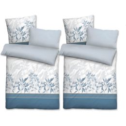 Wendebettwäsche Biberna "Azra", blau (ciel), B/L: 135cm x 200cm, 2 Stk., 2 Stk., Satin, B/L: 80cm x 80cm & 80cm x 80cm, 6 Stk., Satin, Obermaterial: 100% Baumwolle, Bettwäsche, feiner Glanz + weicher Griff, pflegeleicht, als 3er- oder 6er-Set