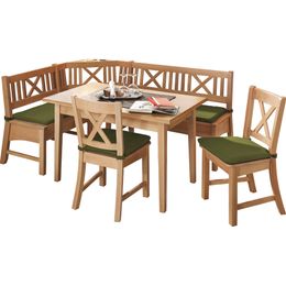 Eckbankgruppe MASSIVLINE & MORE "Bodensee", braun (buche massiv natur lackiert, buche massiv natur lackiert, buche massiv natur lackiert), B:137,18cm H:87cm T:52cm, Massivholz, Sitzmöbel-Sets, Gestell aus Massivholz, abnhembare Sitzpolster