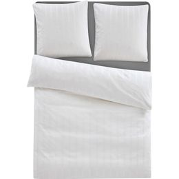 Bettwäsche "Leonore", beige (creme), B/L: 155cm x 220cm, 1 Stk., 1 Stk., Mako-Satin, B/L: 80cm x 80cm, 2 Stk., Mako-Satin, Obermaterial: 100% Baumwolle, LeGer Home by Lena Gercke, Bettwäsche, Mako-Satin Streifen aus 100% Baumwolle, Größe ab 135x200 cm