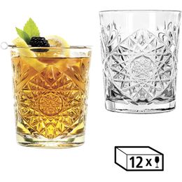 Tumbler-Glas Libbey "Libbey Trinkglas 12er Set -HOBSTAR-", transparent, H:10,5cm Ø:9cm, Glas, Trinkgefäße, 355 ml, hochwertig verarbeitet, in eleganter Vintage-Optik
