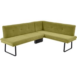 K+w Komfort & Wohnen Eckbank K+W KOMFORT & WOHNEN, grün (olive), B:207cm H:87cm T:157cm, Sitzbänke, Polstereckbank in Spitzkissenoptik, Sitz und Rücken gesteppt