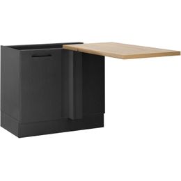 Eckunterschrank BASIC BY BALCULINA "Turin", schwarz (schwarz matt woodprint artisan eiche, schwarz matt, artisan eiche), B:110cm H:90cm T:60cm, Holzwerkstoff, Schränke, Breite 110 cm, wahlweise in schwarz matt oder weiß matt