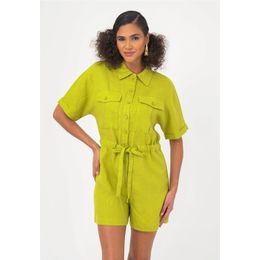 Jumpsuit FRESHLIONS "Livia", Baby, Gr. M, grün, 100% Leinen, Casual, kurz, ohne Ausschnitt, Overalls, mit atmungsaktiver Eigenschaft
