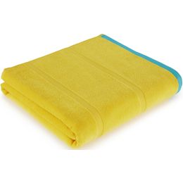 Strandtuch s.Oliver "s. Oliver Strandtuch 90/180", bunt (gelb, türkis), B:90cm L:180cm, Walkfrottier, Walkfrottier, Handtücher, leichte Qualität, Reise, Sauna, Pool