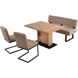 K+w Komfort & Wohnen Polsterbank K+W KOMFORT & WOHNEN "Spider II", beige (sand 35, schwarz), B:160cm H:88cm T:67cm, Sitzbänke, Sitzsteppung, bequem durch Sandwichbauweise, Metallkufe in schwarz