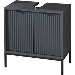 Waschbeckenunterschrank BASIC BY BALCULINA "Lucera Waschbeckenunterschrank, Badezimmerschrank BxHxT 60x60x32", grau (grau matt), B:60cm H:60cm T:32cm, Holzwerkstoff, Schränke, Breite 60 cm, Tür L/R montierbar