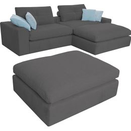 Hocker Alina "Sandy", grau (grau eqe 79), B:122cm H:46cm T:122cm, Chenille EQE (100% Polyester), Hocker, Polsterhocker, 122 cm breit und 122 cm tief