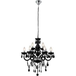 Salesfever Kronleuchter "Matteo", schwarz, 9, Ø 53cm H: 120cm, Leuchten, 9 Flammen aus Acryl-Glas