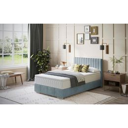 Boxbett Inosign "Thor mit Bettkasten, inkl. Matratze, Topseller", blau (savona 25 blau), B:126cm L:208cm, Komplettbetten, Boxspringbett, Topper und Zierkissen, in verschiedenen Härtegraden verfügbar