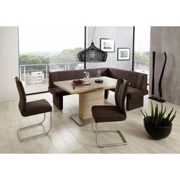 NIEHOFF SITZMÖBEL Säulen-Esstisch NIEHOFF SITZMÖBEL "Pia", beige (dekor san remo), B:140cm T:90cm, Tische, mit Auszugsfunktion, Breite 140 cm