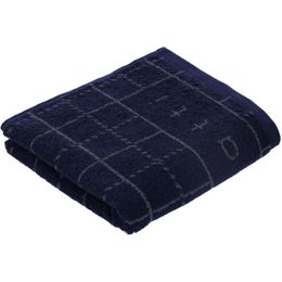 Handtuch Bugatti "Perezzi", blau (marine blau), B:50cm L:100cm, Walkfrottier, Obermaterial: 100% Baumwolle, Handtücher, Jacquard in smartem Karolook