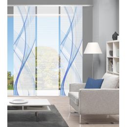Schiebegardine Vision "PACOLIA" Gr. 1, blau, B:60cm H:260cm, Polyester, Gardinen, SET,SCHIEBEVORHANG,BAMBUS,DIGITALDRUCK