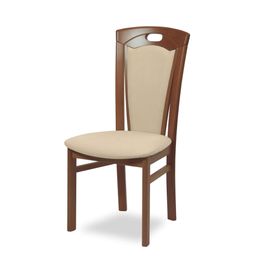 Esszimmerstuhl Home Affaire "FERDI Made in Italy, Massivholz", beige (nuss, beige, nussbaum), B:48cm H:100cm T:57cm, Massivholz, Stühle, Bezug Feinstruktur (wasser- und fleckabweisend) oder Struktur