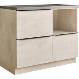 Unterschrank BASIC BY BALCULINA "Sanibel Küchenschrank mit Auszügen BxHxT 110x94x60", grau (chromix weiß, anthrazit), B:110cm T:60cm, FSC-zertifizierter Holzwerkstoff, Schränke, Breite 110cm, Melaminbeschichtung, 3 Auszüge, 1 offenes Fach
