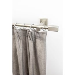 Gardinenstange Garesa "CUBUS", grau (chromfarben), L:280cm &Oslash;:20mm, Holzwerkstoff, Metall, Gardinenstangen, Vorhanggarnitur, verl&auml;ngerbar, Endknopf eckig, mit Ringe