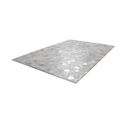 Teppich Kayoom "Spark 210", grau (grau, silber), B:120cm H:8mm L:170cm, Rindsleder, Teppiche, 100% Leder, Unikat, fusselarm, Allergiker & Fußbodenheizung geeignet