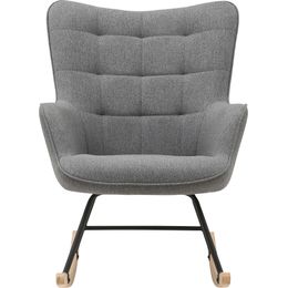 Schaukelstuhl ByLiving "Richie", grau (grau, schwarz, buche), B:72cm, 100% Polyester, Stühle, moderne Metallbeine mit Holzkufe, in Webstoff oder Cord erhältlich