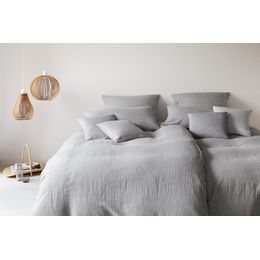 Bettwäsche Elegante "Cozy", grau (hellgrau), B/L: 135cm x 200cm, 1 Stk., 1 Stk., Halbleinen, B/L: 80cm x 80cm, 2 Stk., Halbleinen, Obermaterial: 100% Baumwolle, Bettwäsche, angenehmes Hautgefühl