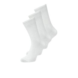 Jack & Jones Freizeitsocken JACK & JONES "JACCHARLES – Tennissocken im 3er-Pack mit Stretch-Komfort", Herren, Gr. 1, weiß (weiß pack:weiß, weiß), Baumwollmischung, unifarben, Socken, unifarben, casual