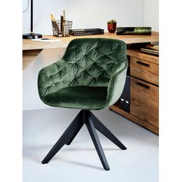 Schalenstuhl Jahnke "KENSINGTON TWIST LOCK", grün (flaschengrün, schwarz matt, schwarz), B:57,5cm H:80,5cm T:59,5cm, Polyester, Stühle, Twistlock - dreht sich in Ausgangsposition zurück