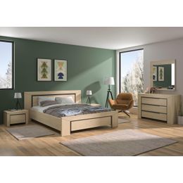 Jugendbett GAMI "Brugge", braun (kastanie natur, kastanie natur, kastanie natur), B:217cm H:88cm L:210cm, Betten, Jugendbett Bettgestell, In 2 Farben erh&auml;ltlich