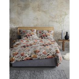 Bettw&auml;sche Irisette "Zobel 8552", grau, B/L: 135cm x 200cm, 1 Stk., 1 Stk., Biber, B/L: 80cm x 80cm, 2 Stk., Biber, Obermaterial: 100% Baumwolle, Bettw&auml;sche, Bettw&auml;sche, samtig weich
