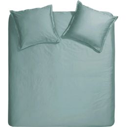 Bettwäsche Cinderella "Plain Sundays", blau (mineral), B/L: 200cm x 200cm, 1 Stk., 2 Stk., Satin, B/L: 80cm x 80cm & 80cm x 80cm, 3 Stk., Satin, Obermaterial: 100% Baumwolle, Bettwäsche, mit Stehsaum