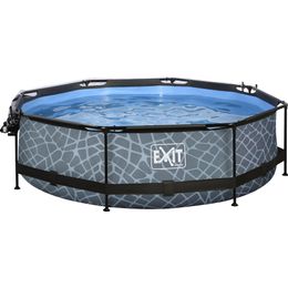 Framepool EXIT "inkl. multifunktionaler Abdeckung", grau, H:76cm Ø:300cm, Schwimmbecken, ØxH: 300x76 cm, mit Filterkartuschen-Pumpe und Abdeckung