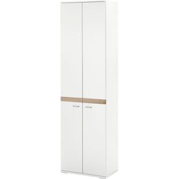 Kleiderschrank "Lancaster Dielen", weiß (weiß matt mit eiche artisan), B:60cm T:37,2cm, Spanplatte, SET ONE BY Musterring, Schränke, mit ausziehbarer Kleiderstange, zwei Farben, B 60 x H 206 cm