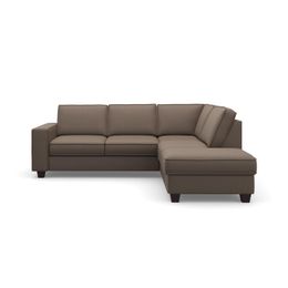 Ecksofa Home Affaire "County L-Form", braun (nuss), B:236cm H:81cm T:213cm, Luxus-Microfaser (100% Polyester);Struktur fein (100% Polyester);Luxus-Microfaser weich (9&szlig;% Polyester, 10% Polyamid), Sofas, Ecksofa, wahlweise Ottomane links oder rechts, mit Federkern-Polsterung
