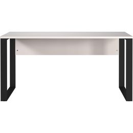 Schreibtisch Germania "Adrano", beige (kaschmir, schwarz, schwarz, kaschmir), B:150cm H:74cm T:60cm, Tische, Schreibtisch, mit vorderer Blende, Breite 150 cm, Made in Germany