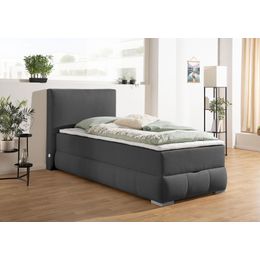 Boxbett OTTO HOME "Wehma", grau (anthrazit), B:110cm L:213cm, Komplettbetten, in H2, H3 & H4 wählbar, inklusive Topper