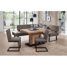 K+w Komfort & Wohnen Essgruppe K+W KOMFORT & WOHNEN "Spider II", braun (canyon 80,), H:88cm T:50cm, Sitzmöbel-Sets, langer Schenkel wahweise in 2 Breiten, 2 Freischwinger, 1 Tisch