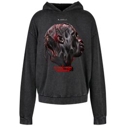 Kapuzensweatshirt "Upscale by Mister Tee Herren Flying High Oversize Hoody", Herren, Gr. L, schwarz (acid schwarz), 100% Baumwolle, UPSCALE BY MISTER TEE, bedruckt, Sweatshirts