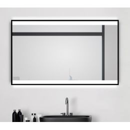 Badspiegel Talos "BLACK SHINE", schwarz, B:120cm H:70cm T:5cm, Spiegel, in verschiedenen Größen erhältlich, energiesparend