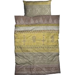 Bettwäsche CASATEX "Indi", gelb (ocker), B/L: 135cm x 200cm, 1 Stk., 1 Stk., Biber, B/L: 80cm x 80cm, 2 Stk., Biber, Obermaterial: 100% Baumwolle, Bettwäsche, romantisch, orientalisch, weich und gemütlich