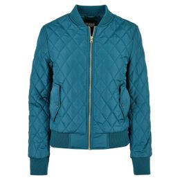 Allwetterjacke Urban Classics "Urban Classics Damen Ladies Diamond Quilt Nylon Jacket", Damen, Gr. 5XL, grün (jasper), 100% Polyester, unifarben, Casual, normal, amerikanischer Ausschnitt, Jacken