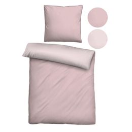 Wendebettwäsche Biberna "Helena", rosa (rose), B/L: 155cm x 220cm, 1 Stk., 1 Stk., Mako-Satin, B/L: 80cm x 80cm, 2 Stk., Mako-Satin, Obermaterial: 100% Baumwolle, Bettwäsche, feiner Glanz + weicher Griff, pflegeleicht, ganzjährig einsetzbar, RV