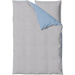 Wendebettwäsche SETEX "Feinbiber", blau (hellblau, hellgrau), B/L: 200cm x 200cm, 1 Stk., 2 Stk., Biber, B/L: 80cm x 80cm, 3 Stk., Biber, Obermaterial: 85% Baumwolle, 15% Polyester, Bettwäsche, mit Wendefunktion