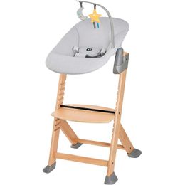 Kombihochstuhl Kinderkraft "Set: Kinderstuhl ENOCK + Babywippe CALMEE GREY", Baby, Gr. B/H/T: 45cm x 79cm x 49,5cm, 2 Stk., beige (natur), Stühle Kombihochstuhl Hochstuhl, mitwachsend