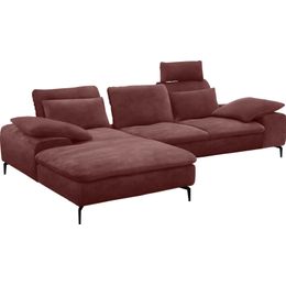 Ecksofa W.Schillig "valentinoo, Designsofa, bequem, elegant und zeitlos, L-Form", rot (rosso marone z73), B:299cm H:83cm T:178cm, Longlife Xtra-Leder Z73: Naturwalkleder der Luxusklasse aus den erlesensten Rohh&auml;uten. Hautst&auml;rke 1, 1 &ndash; 1, 3 mm, Sofas, Ecksofa, inklusive Hocker, mit Sitztiefenverstellung, Breite 299 cm