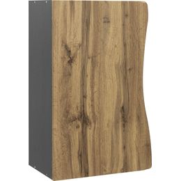 Hängeschrank KOCHSTATION "KS-Bruneck", grau (graphit, wotaneiche), B:50cm H:90cm T:34cm, Holzwerkstoff, Schränke, >>Bruneck<< 60 cm breit, für viel Stauraum, hochwertige MDF-Fronten