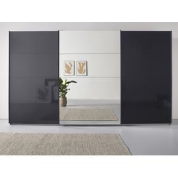 Schwebetürenschrank Rauch "Kleiderschrank Schrank Garderobe TOPSELLER OTELI inkl. Inneneinteilung", grau (graumetallic, hochglanz effektgrau), B:360cm H:210cm T:62cm, Holzwerkstoff, Schränke, mit 3 Innenschubladen sowie zusätzlichen Einlegeböden MADE IN GERMANY