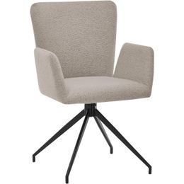 Esszimmerstuhl "El Paso", beige (beige, matt schwarz), B:57cm H:86cm T:62cm, Stoff, SET ONE BY Musterring, Stühle, Stativgestell drehbar, verschiedene Farben, Maße B58 x H86 x T62 cm
